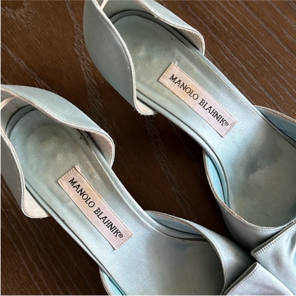 Manolo Blahnik | Shoes | Manolo Blahnik Vintage Bridal Light Blue Satin ...